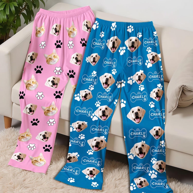 Custom Pet Photo Pajama Pants: Personalized Dog Paw Trousers – Zenzzle