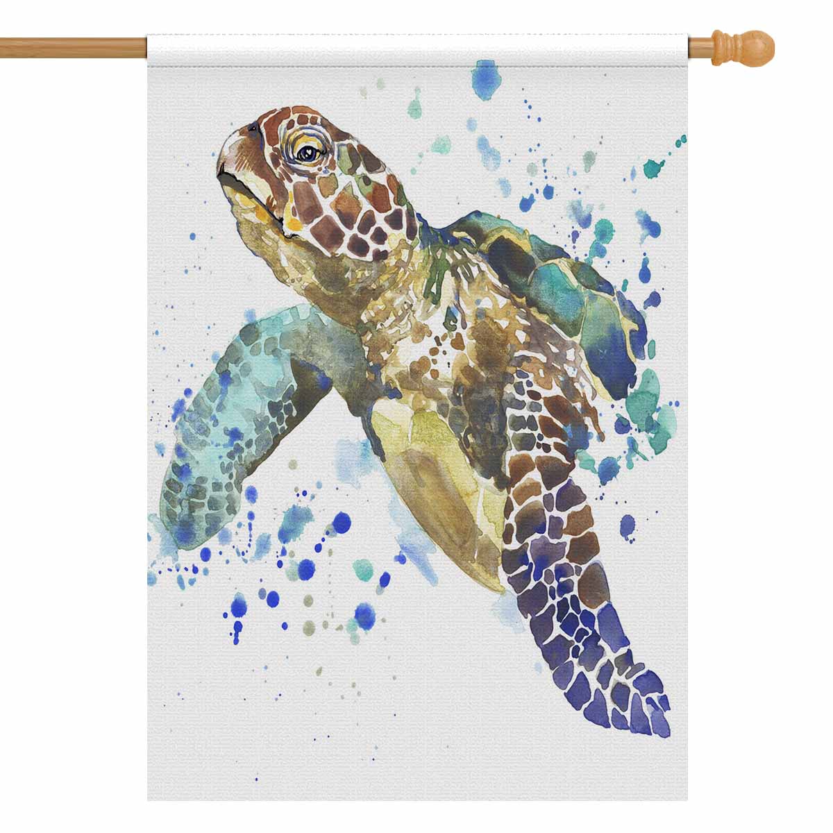 Garden Flags printed animals themed with graphic sea turtle illustrati ...
